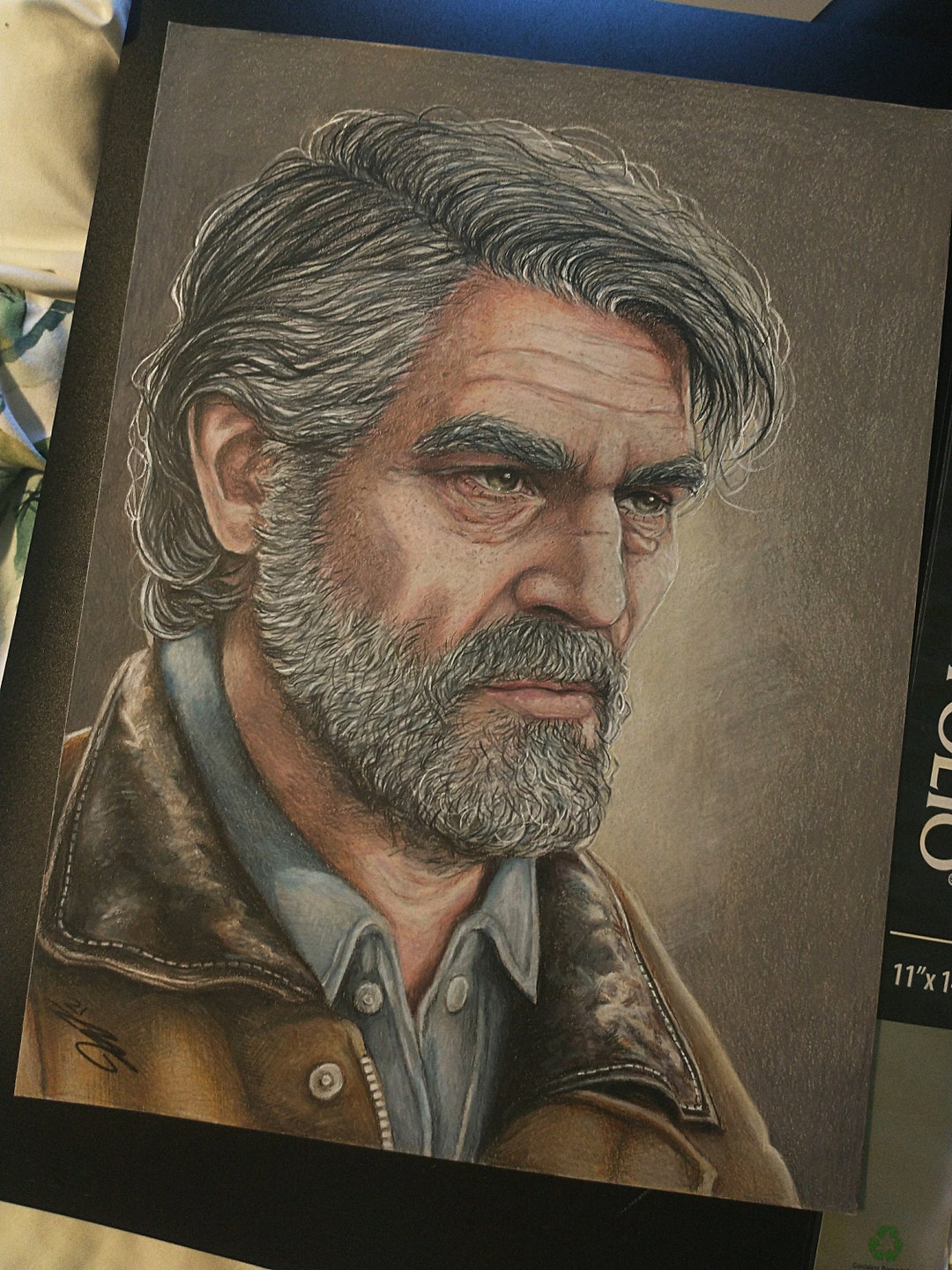 ORIGINAL ART Joel Miller the Last of Us Colored Pencil Portrait Fanart ...