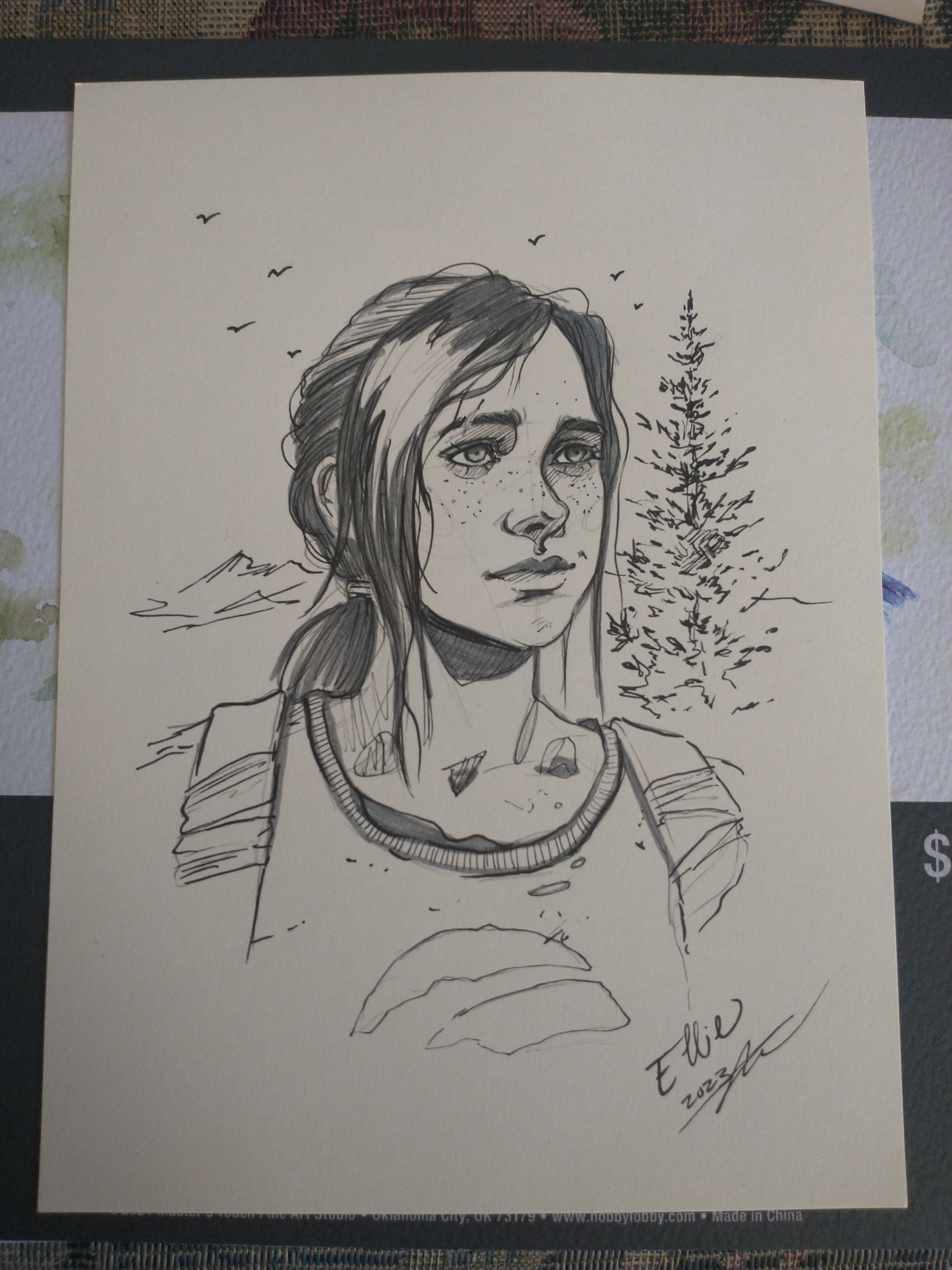 ORIGINAL ART the Last of Us Ellie Ink Illustration Fanart - Etsy