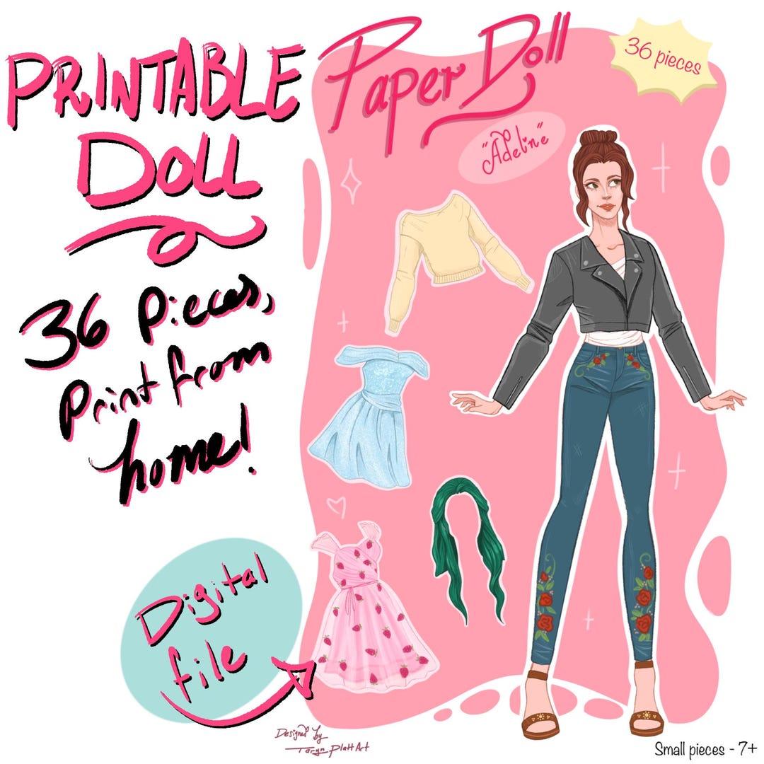 Printable DIY Paper Doll - "adeline" - Modern Fashion Paper Doll to ...