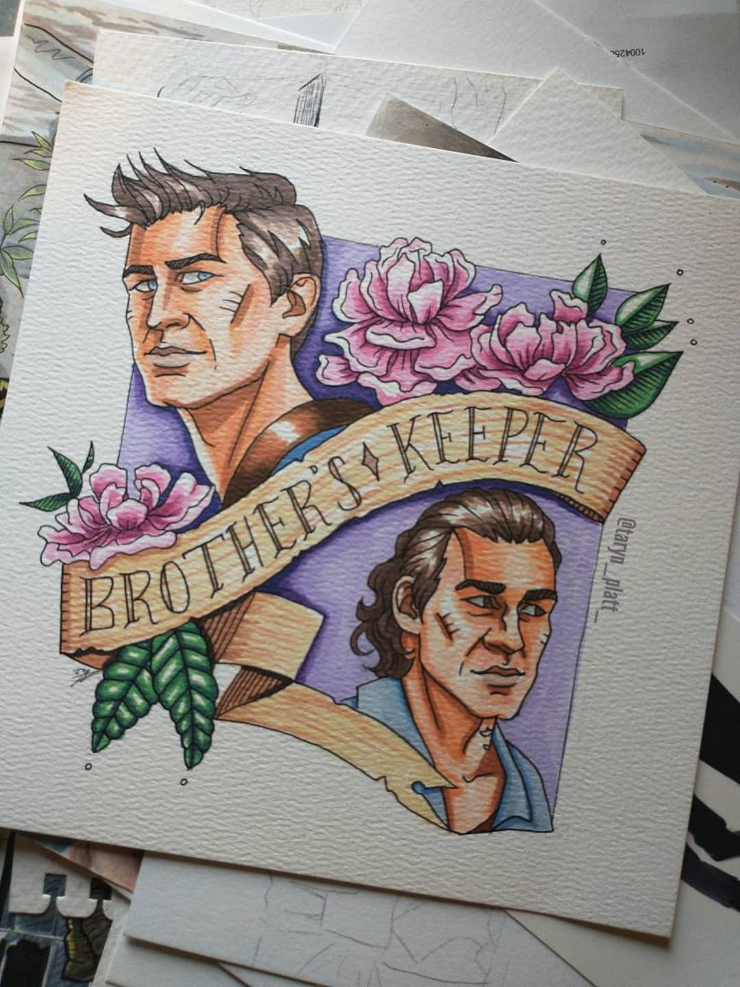 ORIGINAL ART Nathan and Sam Drake Uncharted Drawing - Etsy
