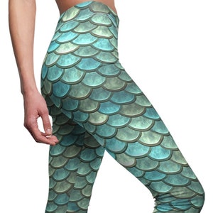 Fish Scales Women's Leggings, Mermaid Girl Leggings, Gym Sensation - Etsy