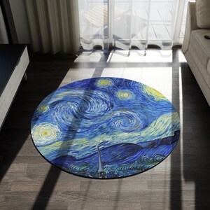 Starry Night Round Rug, Vincent Van Gogh, Classic Art Rug - Etsy