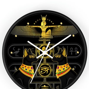 Ancient Egypt Wall Clock | Eye of Horus | Pharaoh Cats | Egyptian Gods ...