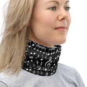 Musical Notes Face Mask Neck Gaiter, Headwear, Facemask, Piano Player ...