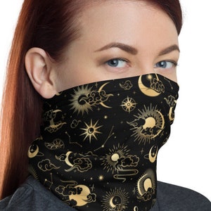 Sun, Moon, Stars and Constellations Face Mask - Neck Gaiter, Astronomy ...