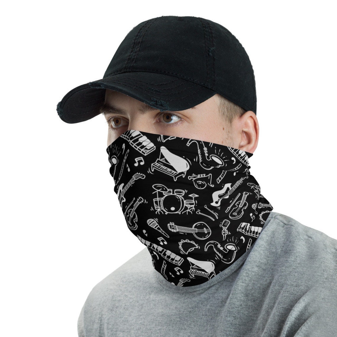 Musician Face Mask - Neck Gaiter, Facemask, Covering Scarf, Artist ...