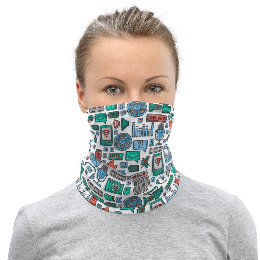 Journalist Face Mask Neck Gaiter, Headwear, Reporter Facemask, Media ...