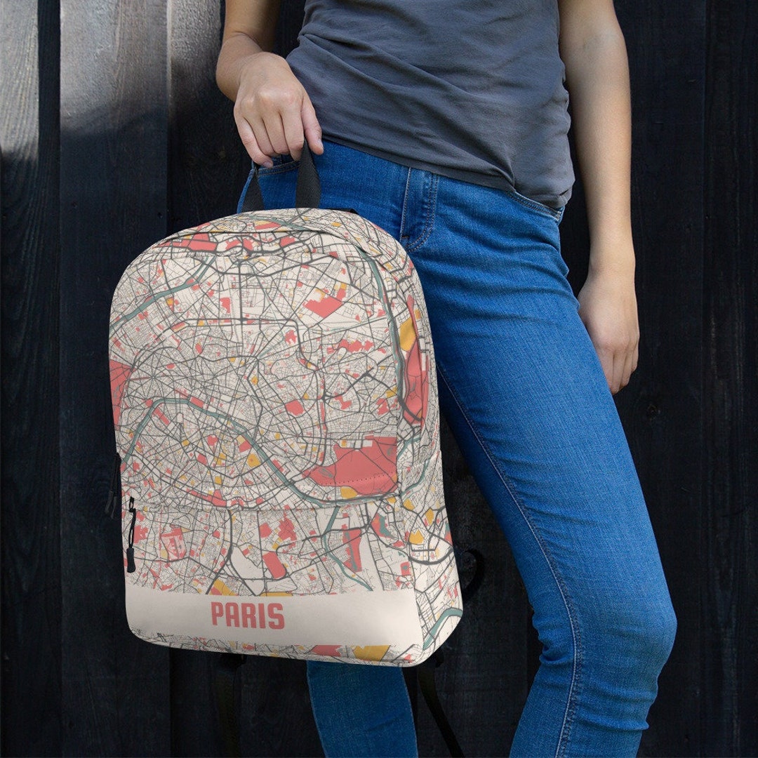 Paris City Map Backpack, Paris Map, France - Etsy
