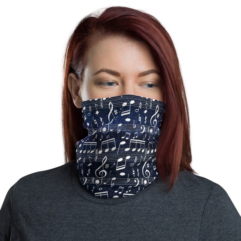 Musical Notes in the Space Face Mask Neck Gaiter, Headwear, Facemask ...
