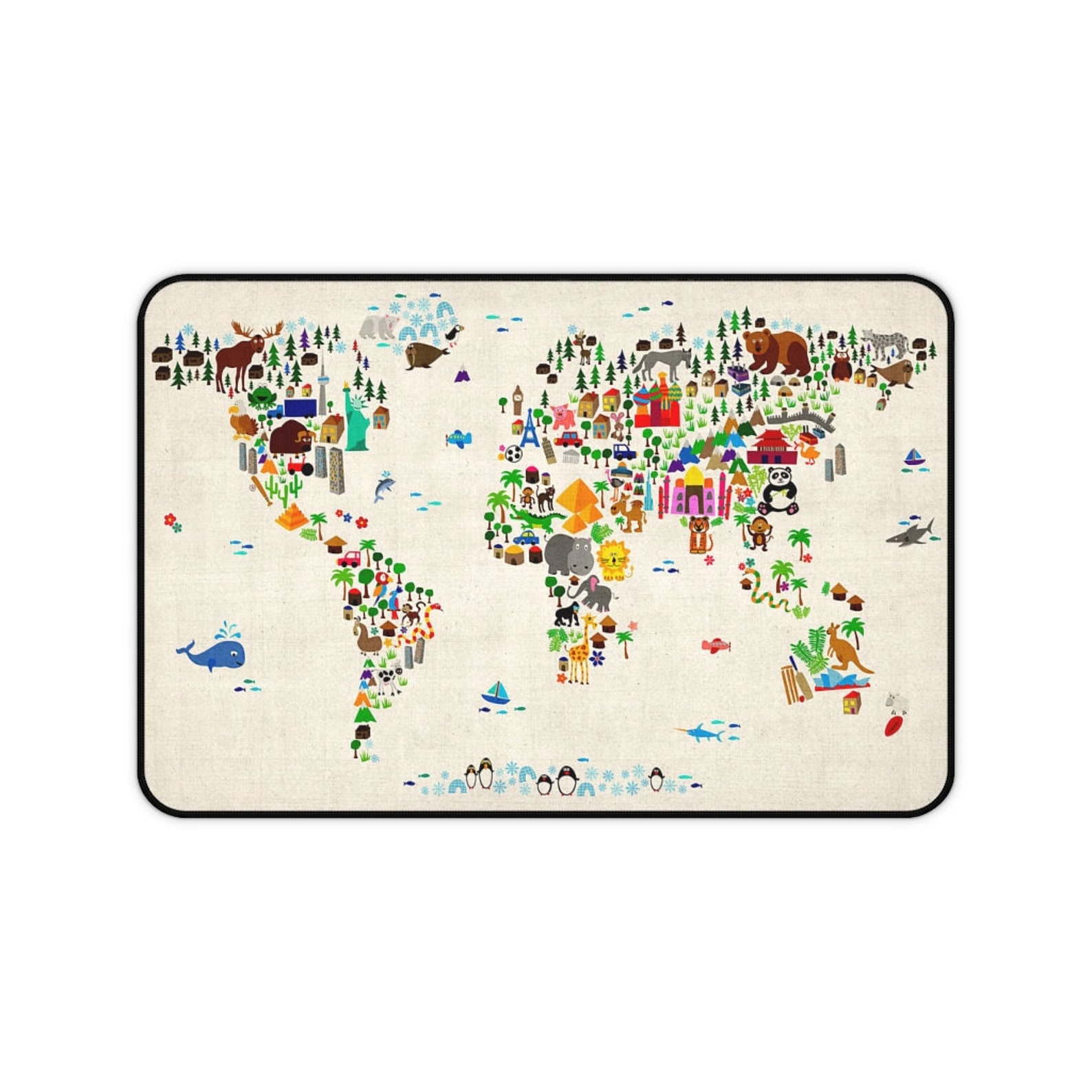 Animals World Map Desk Mat Great for kids desk | Etsy