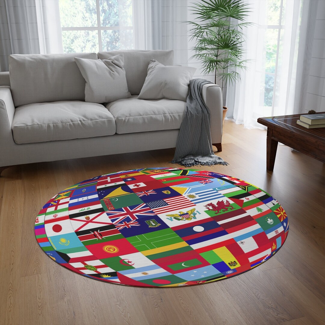 World Flags Round Rug, Traveler Gift, World Citizen, Educational - Etsy