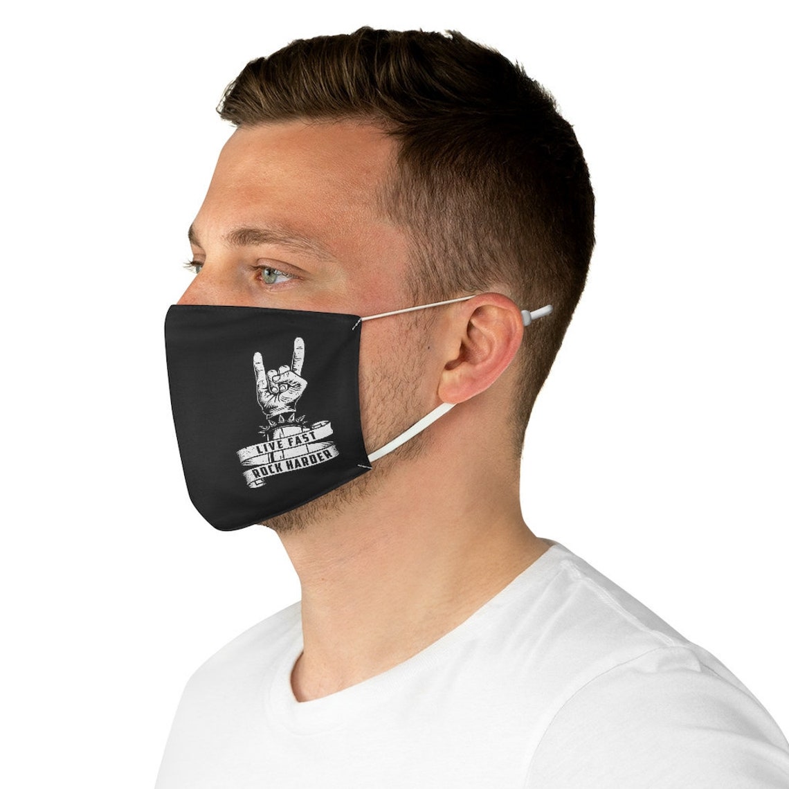 Heavy Metal - Hard Rock Face Mask, Live Fast - Rock Harder, Music - Etsy