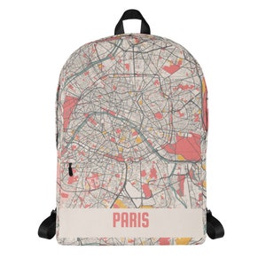 Paris City Map Backpack, Paris Map, France - Etsy