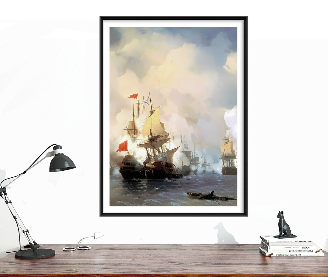 Battle of Chios on 24 June, 1770, History Painting Art Print, Ivan ...