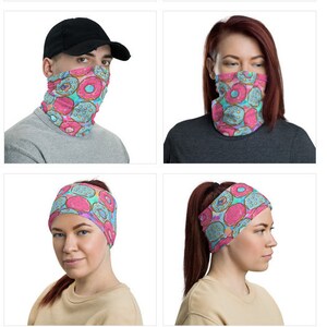Donuts Face Mask, Neck Gaiter, Scarf, Headwear, Facemask, Headband, - Etsy