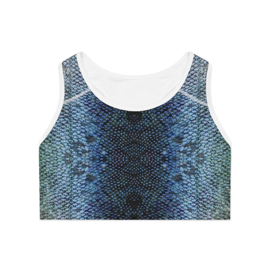 Realistic Fish Scales Sports Bra, Mermaid, Women Workout Bra, Summer ...