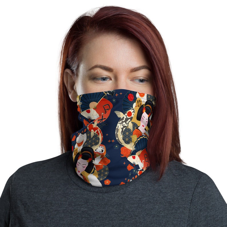 Geisha Face Mask Neck Gaiter Scarf Headwear Facemask - Etsy