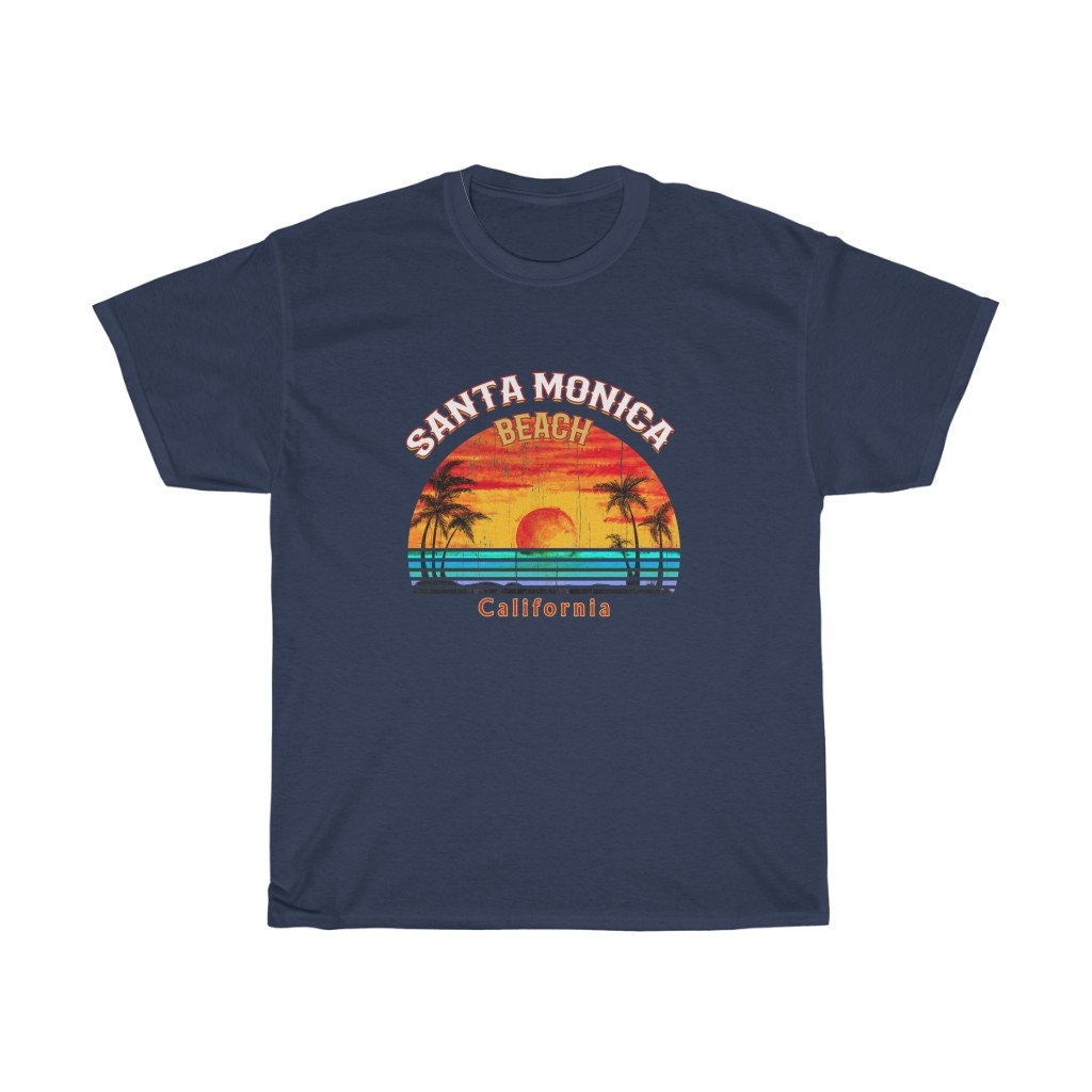 Santa Monica Beach, California- Retro Beach Lifestyle Tee Shirt ...