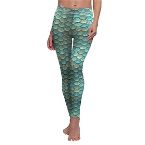 Fish Scales Women's Leggings, Mermaid Girl Leggings, Gym Sensation - Etsy