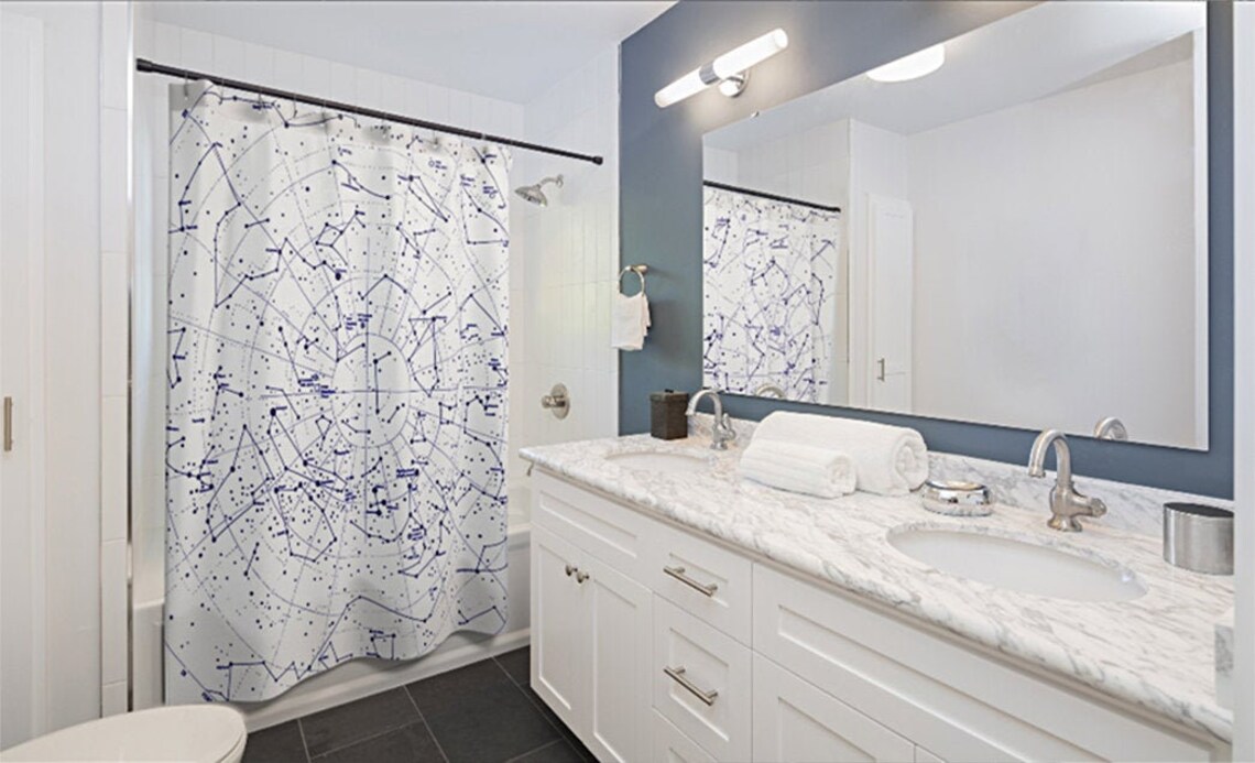 Stars Constellation Shower Curtains Astronomy Galaxy Cosmos | Etsy