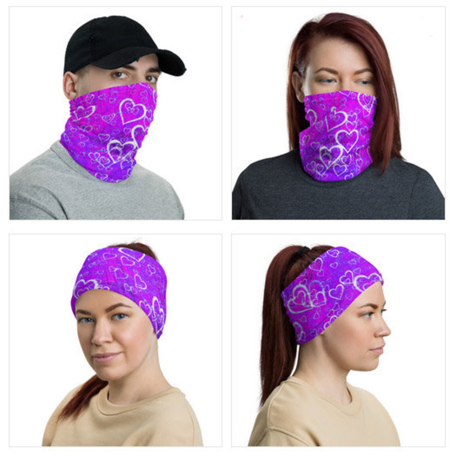 Heart Love Face Mask Multifunctional Product Neck Gaiter | Etsy