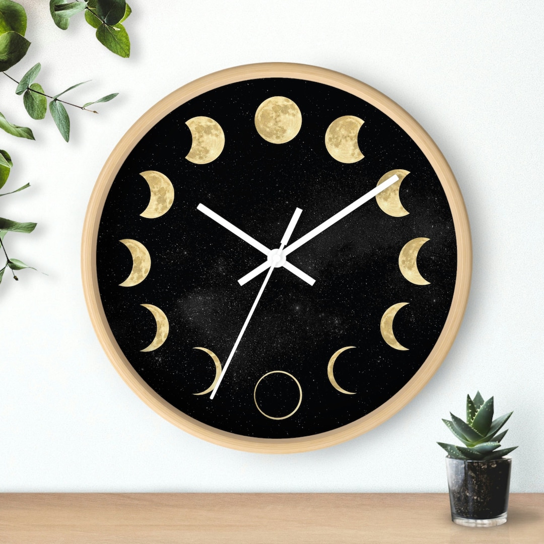 Moon Wall Clock | Phases of the Moon | Cosmic Clock | Celestial | Space ...