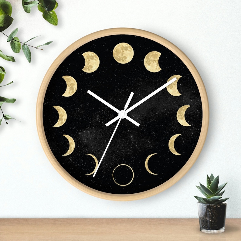 Moon Wall Clock Phases of the Moon Cosmic Clock - Etsy
