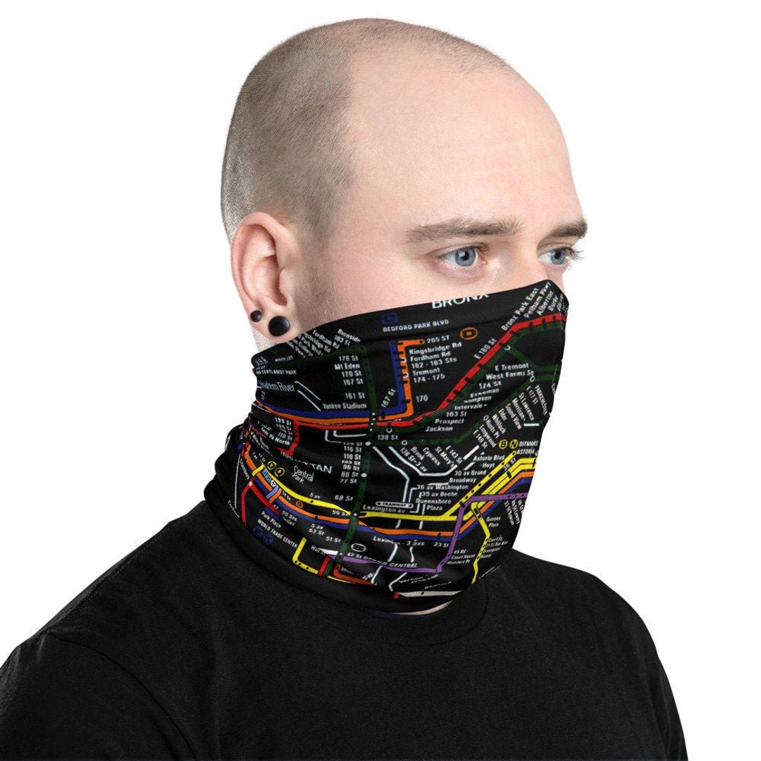 New York City Subway Map Face Mask - Neck Gaiter, Scarf, Headwear, NY ...