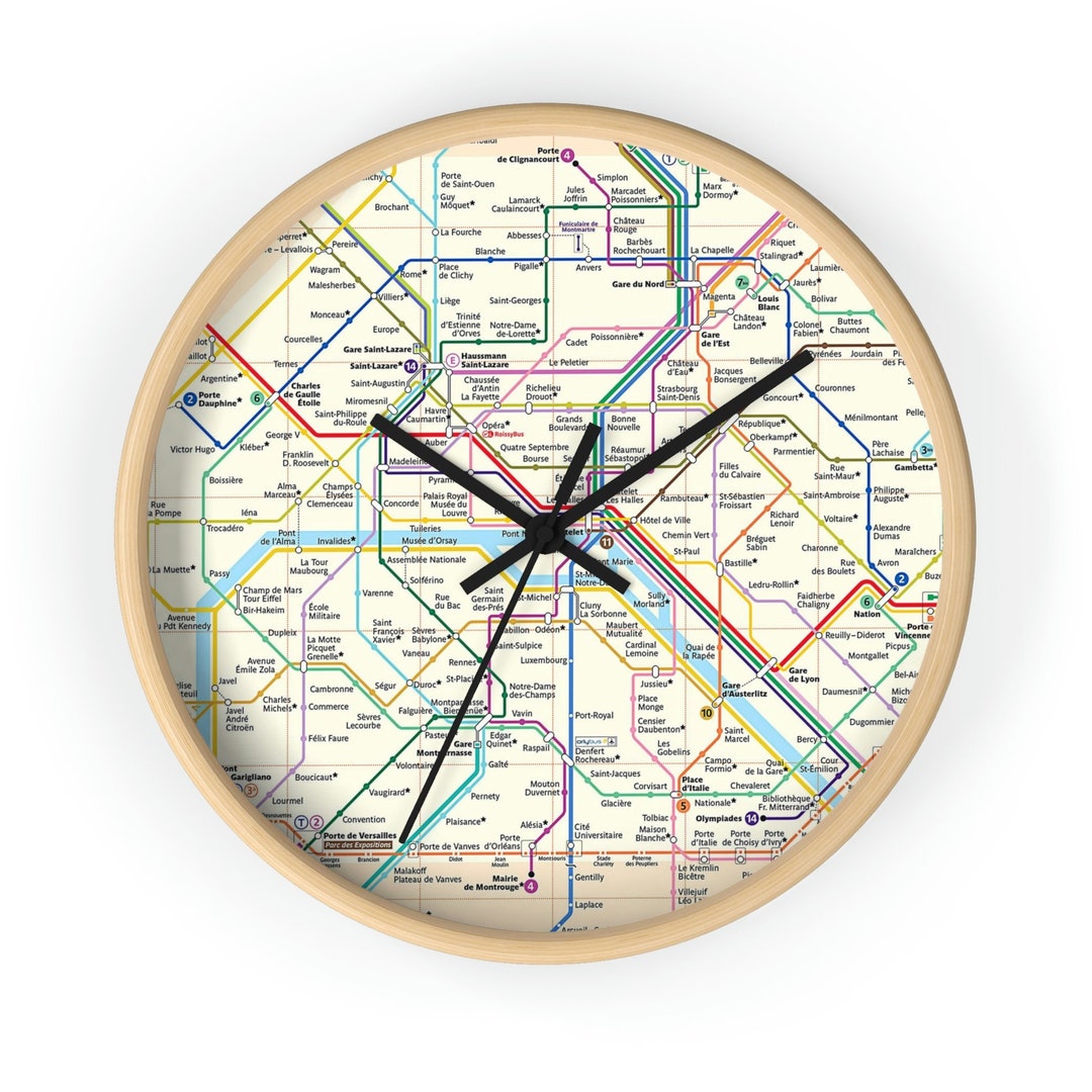 Paris Map Wall Clock, Paris France - Etsy