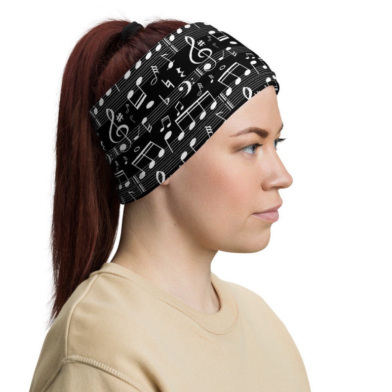 Musical Notes Face Mask Neck Gaiter, Headwear, Facemask, Piano Player ...