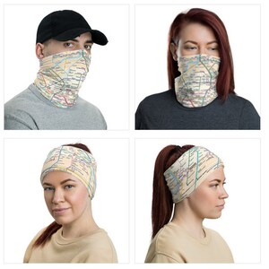 Paris Metro Map Face Mask, Multifunctional Neck Gaiter, Headwear ...