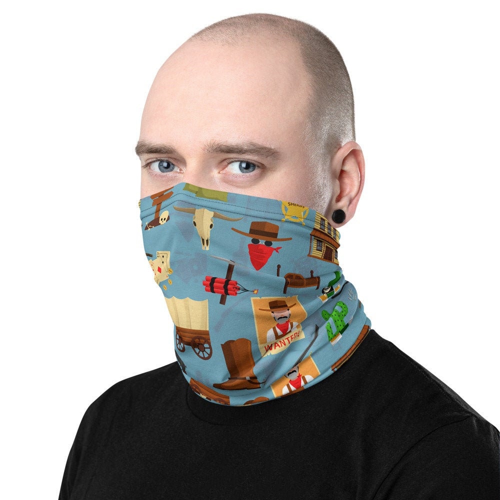 Wild West Sheriff Face Mask Neck Gaiter Cowboy Headwear - Etsy UK