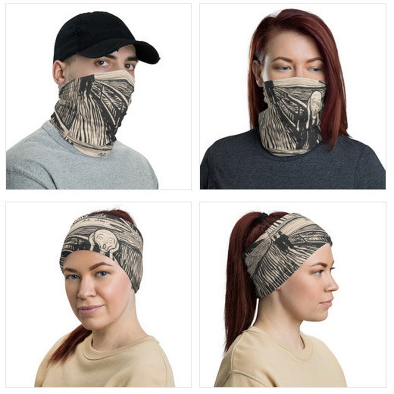 The Scream Face Mask, Neck Gaiter, Headwear, Facemask, Headband, Art by ...