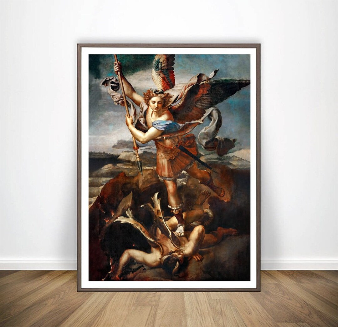 St. Michael Vanquishing Satan Print, Painting by Raphael, Italian ...
