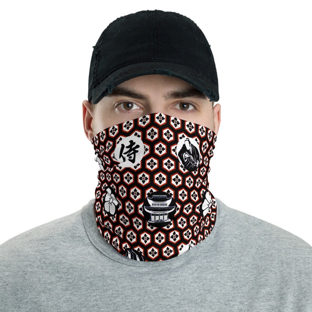 Samurai Art Face Mask - Neck Gaiter, Cherry Blossom Japanese Style ...
