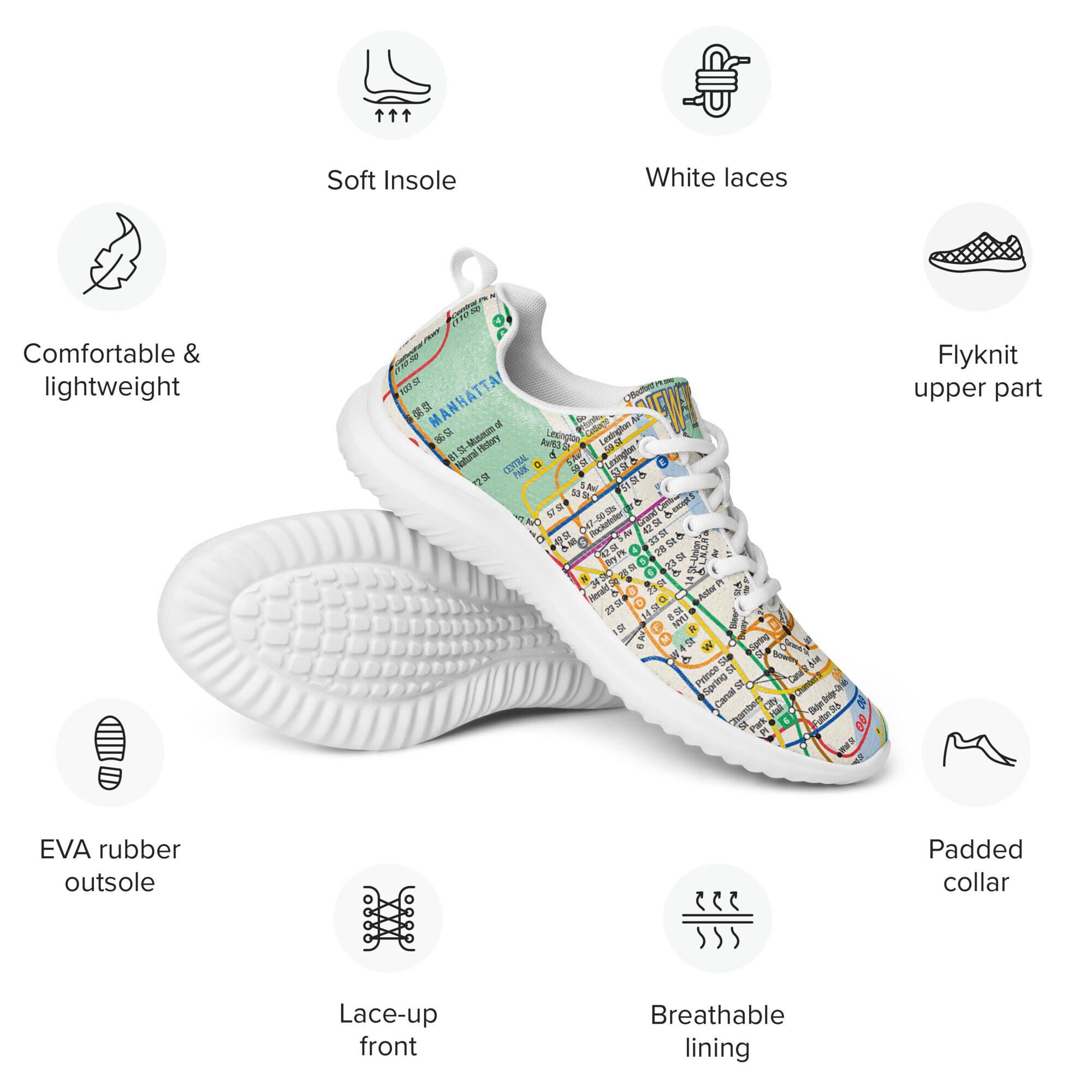 New York Map Men’s Athletic Shoes - Etsy