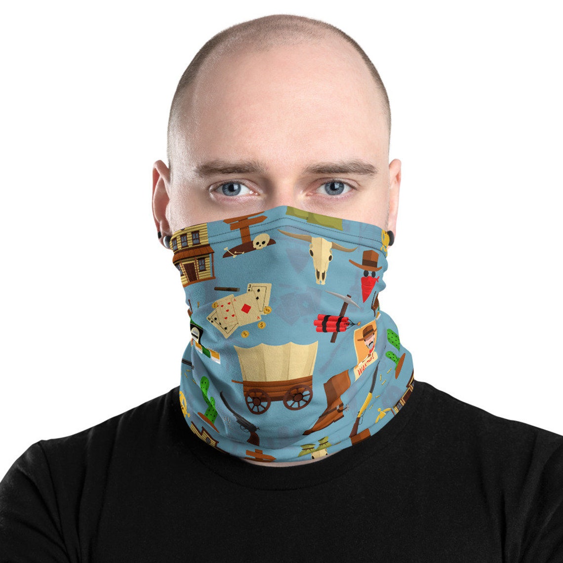 Wild West Sheriff Face Mask Neck Gaiter Cowboy Headwear - Etsy