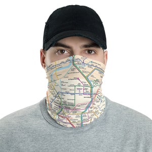 Paris Metro Map Face Mask, Multifunctional Neck Gaiter, Headwear ...