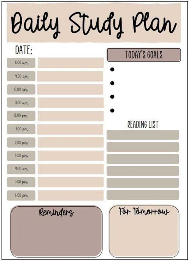 Printable Study Planner - Etsy