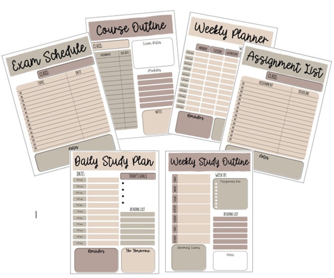 Printable Study Planner - Etsy