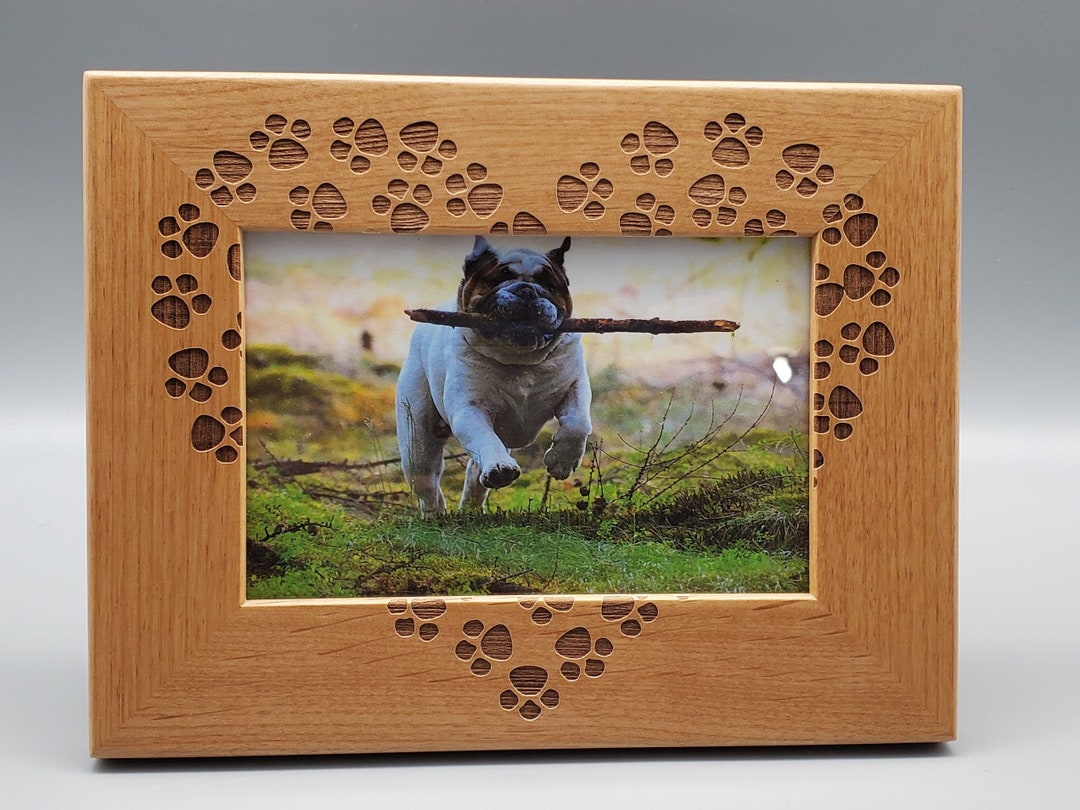 Wooden Picture Frame for a Pet Lover, Paw Prints, Heart - Etsy