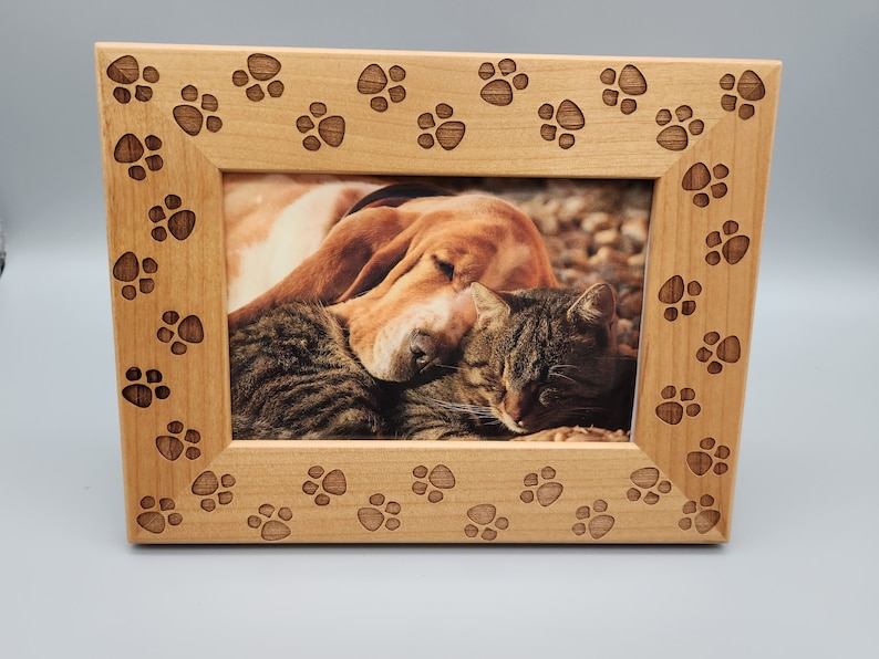 Wooden Picture Frame for an Animal Lover, Paw Prints, Customizable - Etsy
