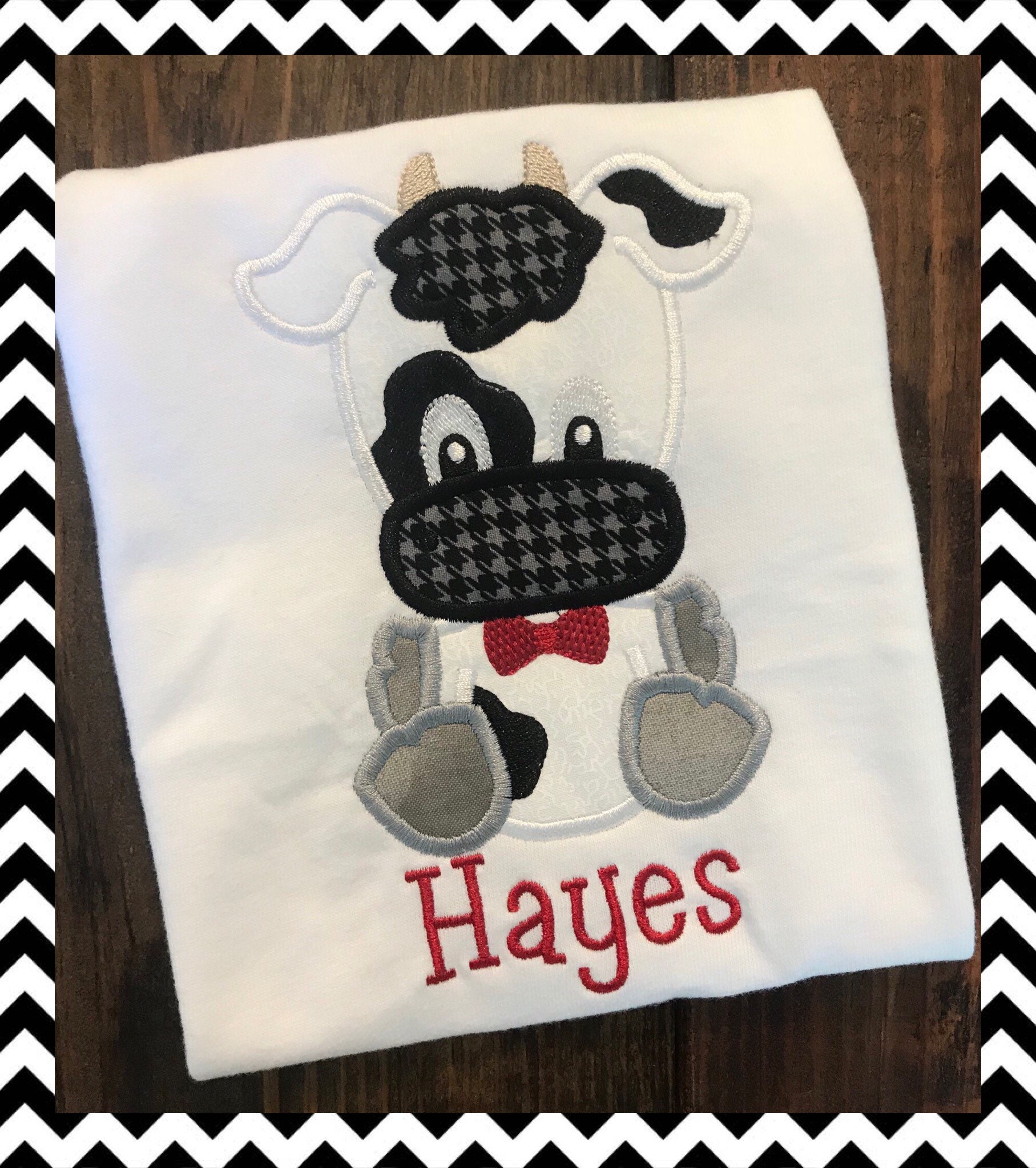 Monogrammed Cow Shirt - Etsy