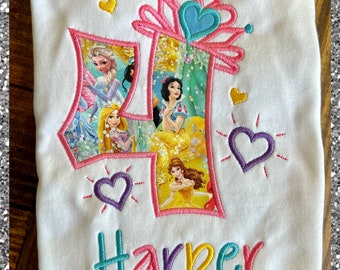 Disney Princesses Birthday Shirt, Disney Princess Birthday Shirt - Etsy