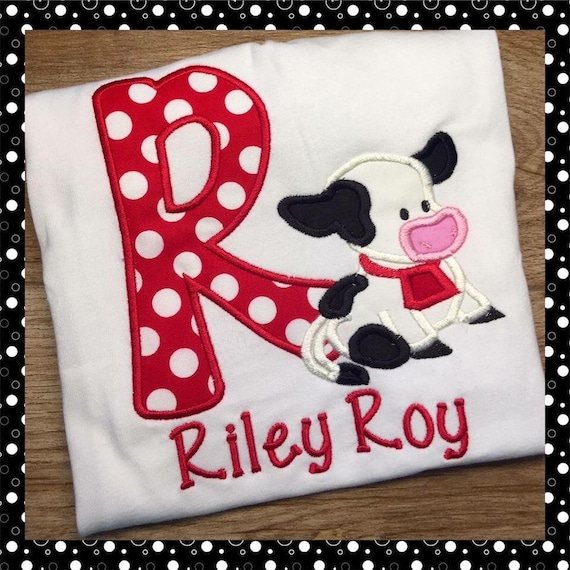 Monogrammed Alphabet Cow Shirt | Etsy