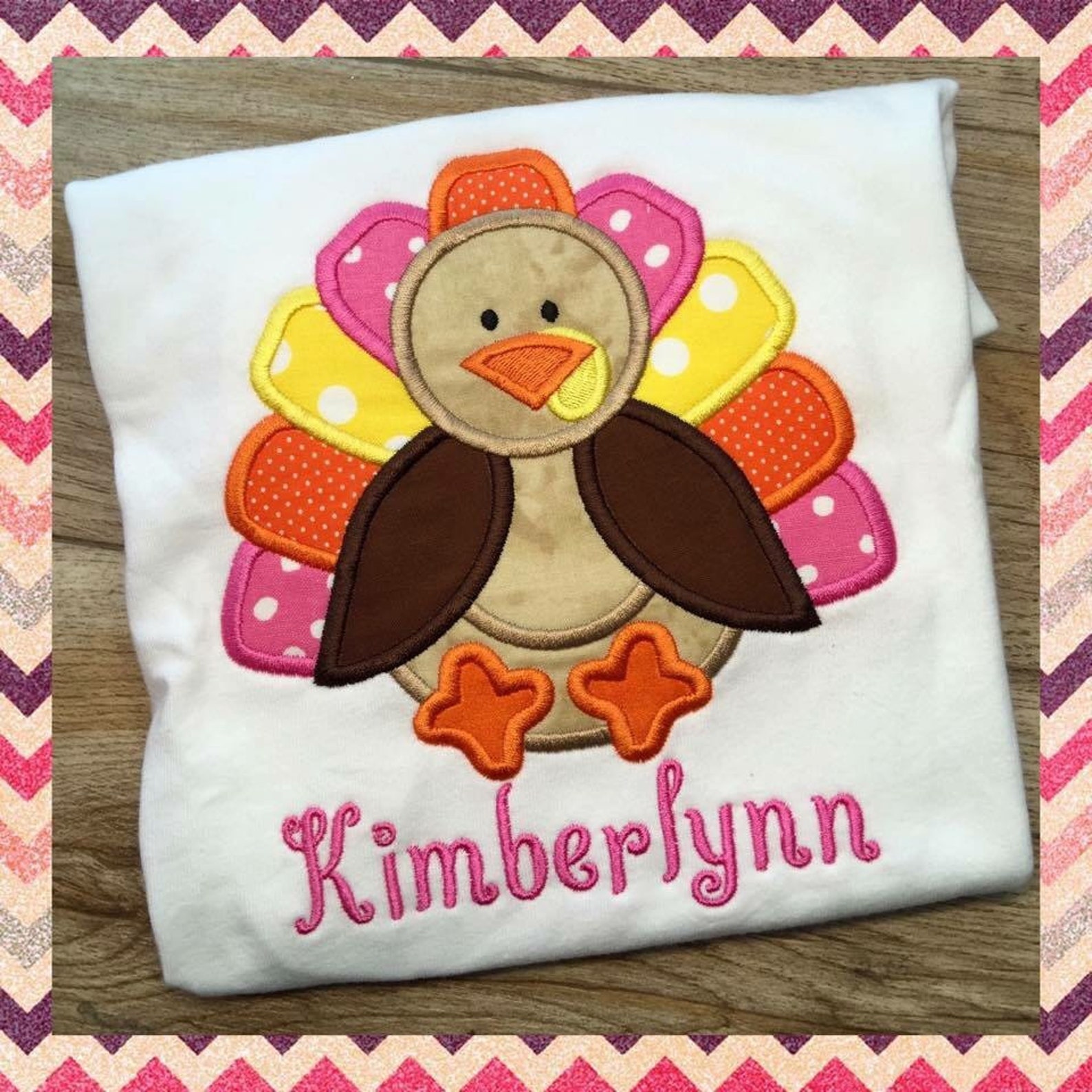 Girls Thanksgiving Monogrammed Turkey Shirt - Etsy