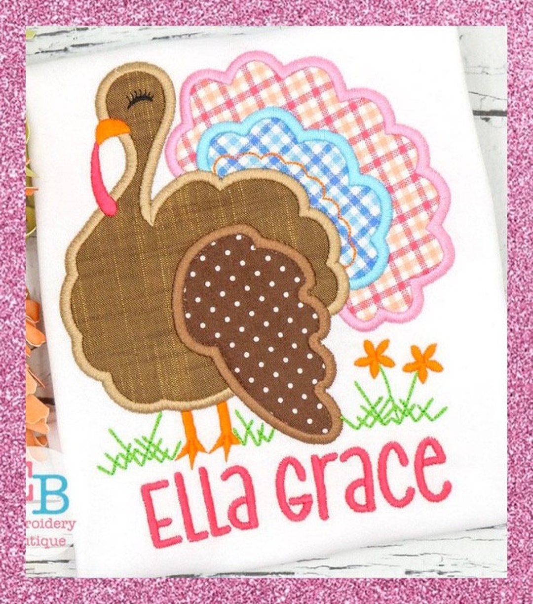 Girls Monogrammed Thanksgiving Turkey Shirt - Etsy