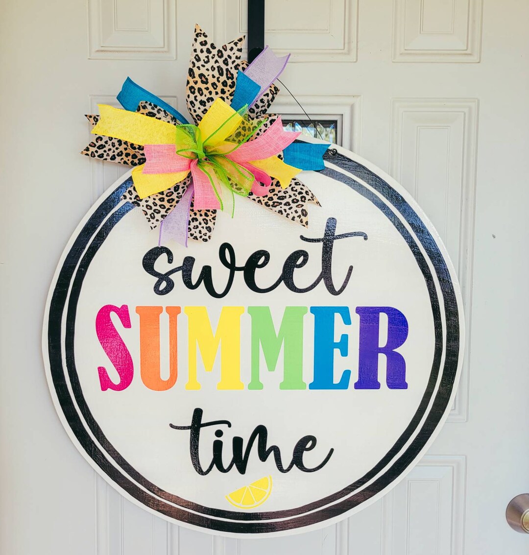 Summer Wreath Front Door Decor Summertime Door Sweet Summertime Sign ...
