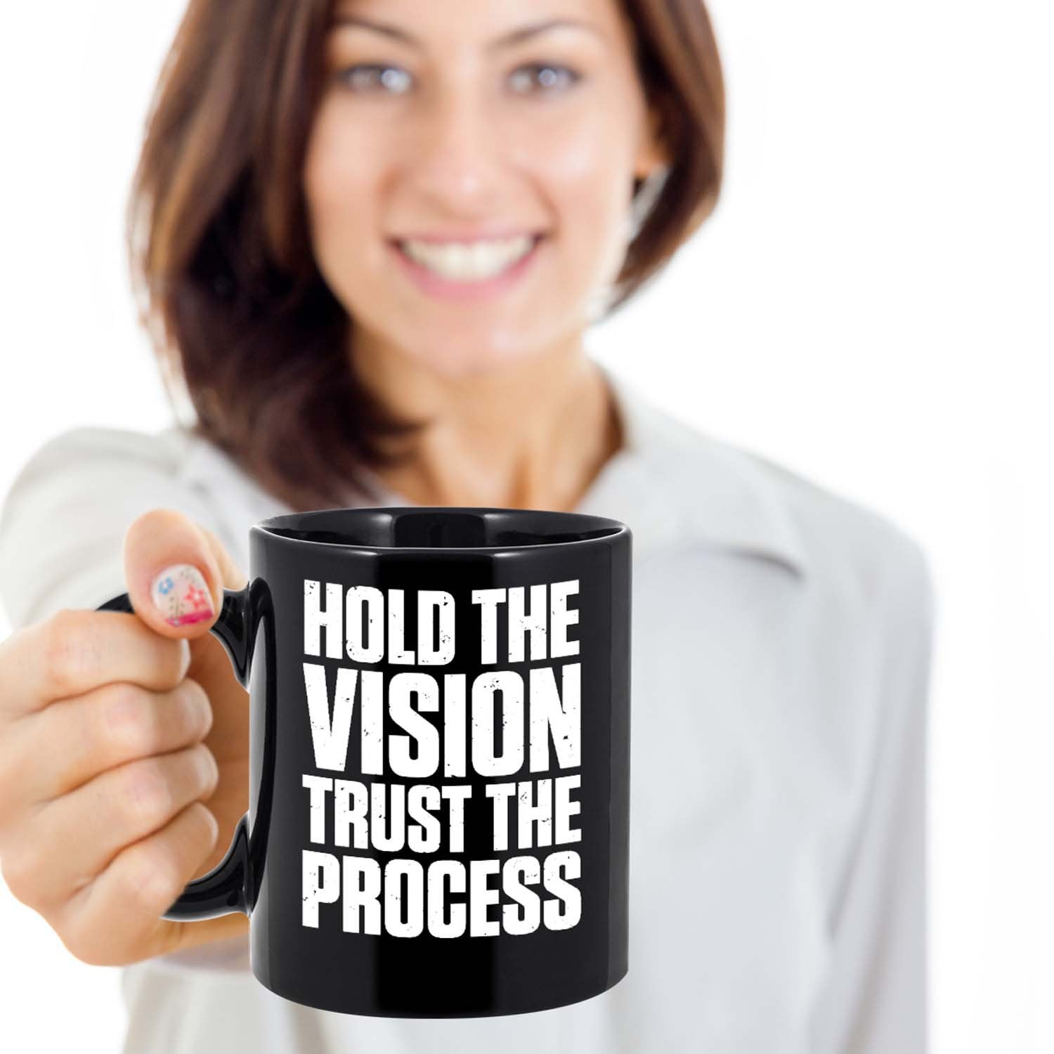 Hold the Vision Trust the Process, Black Coffee Mug, Determination, Success, Inspirational Quote ...