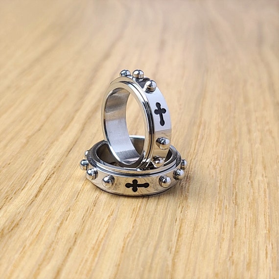 Rosary Ring Spinner Ring Cross Ring Rosary Ring for Men - Etsy